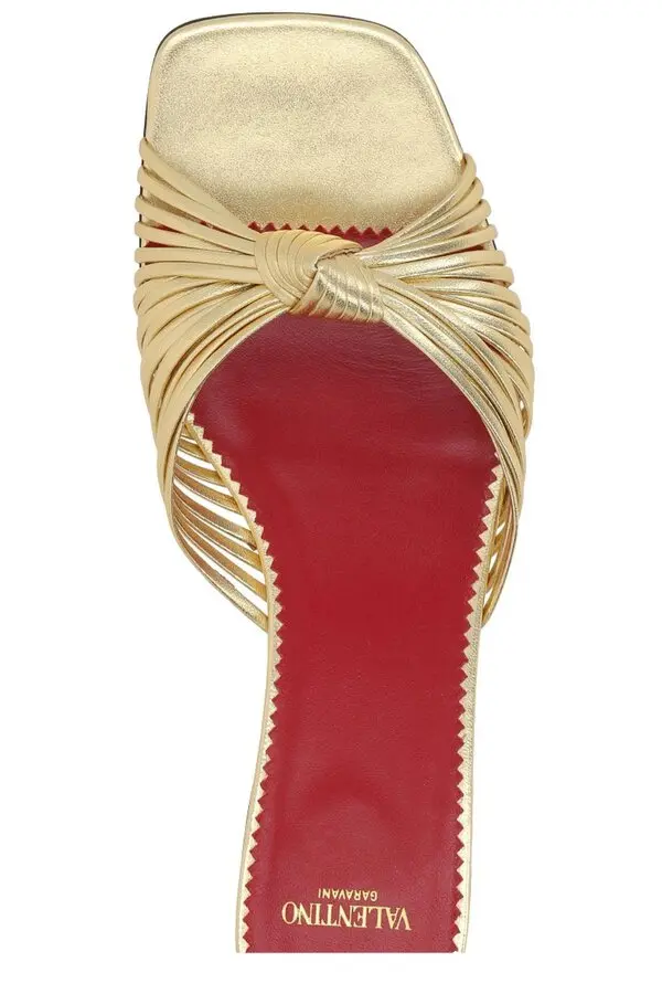 Valentino Garavani Knot Detailed Square Open Toe Sandals - Nude