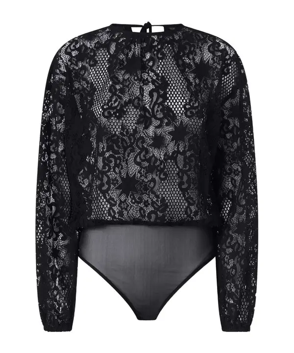 Pinko Lace Pattern Long Sleeve Bodysuit