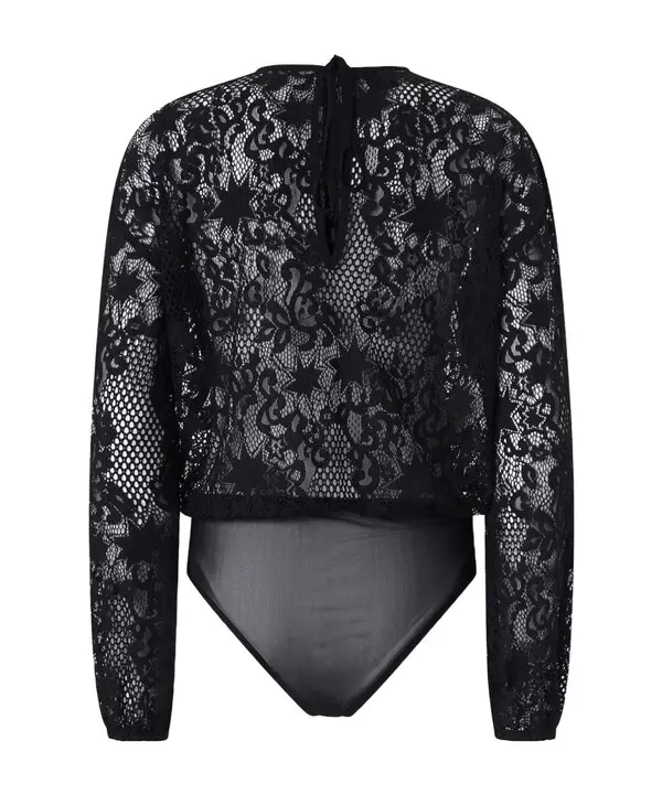 Pinko Lace Pattern Long Sleeve Bodysuit