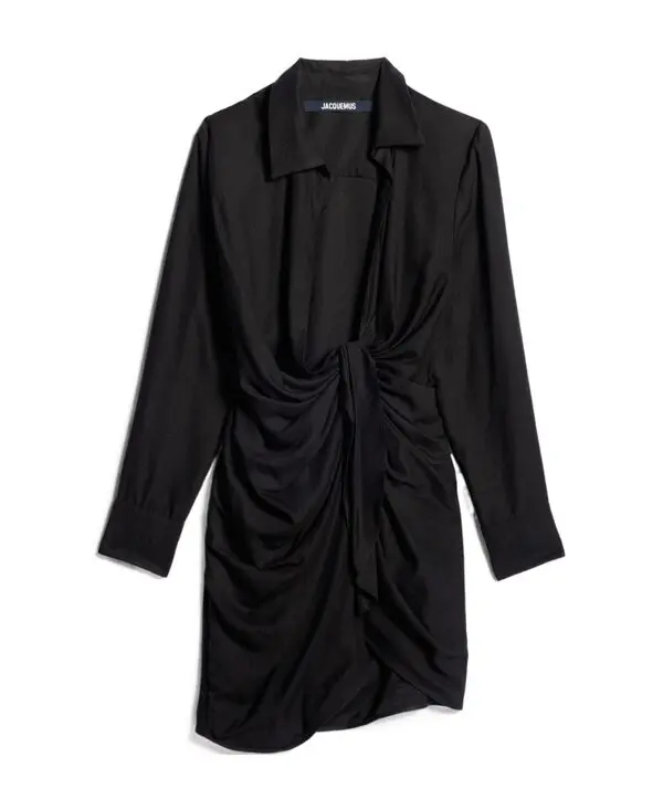 Jacquemus Draped Asymmetric Mini Dress - Black