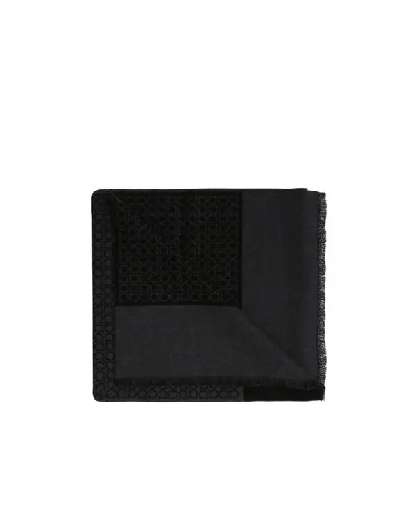 FERRAGAMO Gancini Monogram Scarf - Black