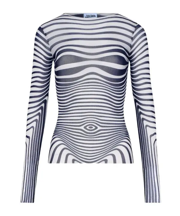 JEAN PAUL GAULTIER Long Sleeve Striped Top - White