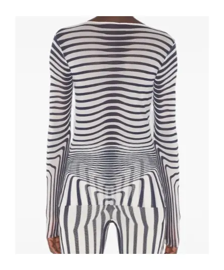 JEAN PAUL GAULTIER Long Sleeve Striped Top - White