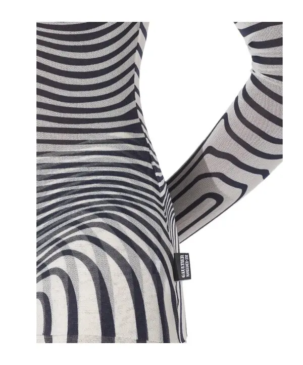 JEAN PAUL GAULTIER Long Sleeve Striped Top - White