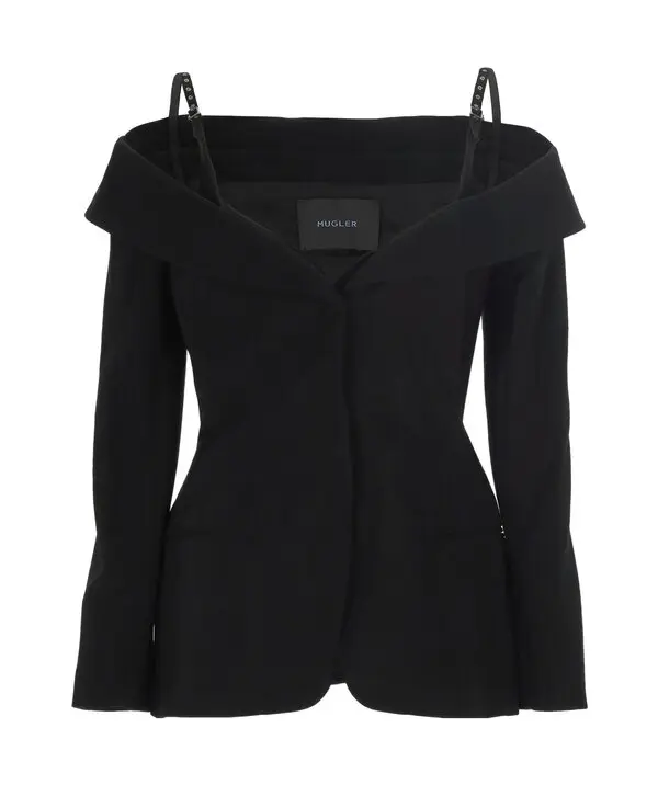 MUGLER V-neck Off-shoulder Jacket
