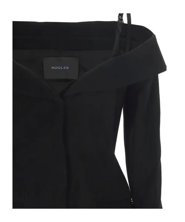 MUGLER V-neck Off-shoulder Jacket