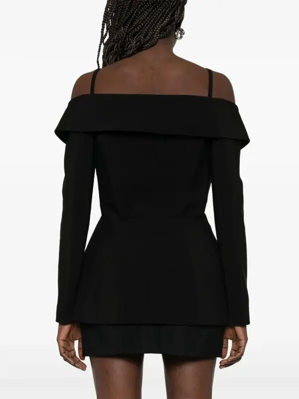 MUGLER V-neck Off-shoulder Jacket - Black