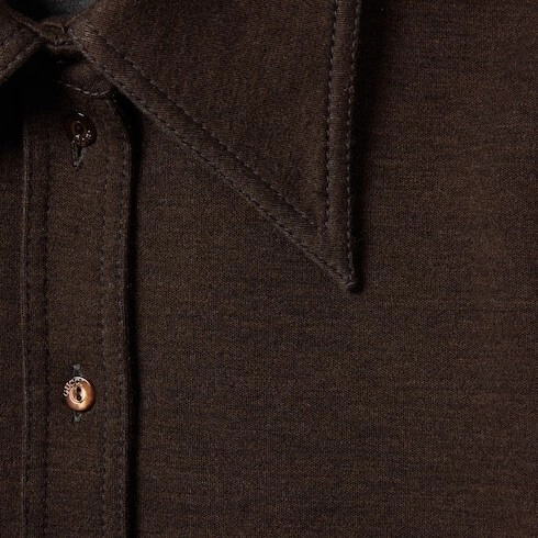 Gucci Jersey Shirt With Interlocking G Embroidery - Dark Brown