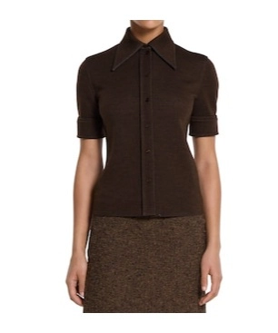 Gucci Jersey Shirt With Interlocking G Embroidery - Dark Brown