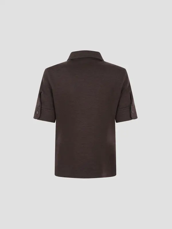 Gucci Jersey Shirt With Interlocking G Embroidery - Dark Brown