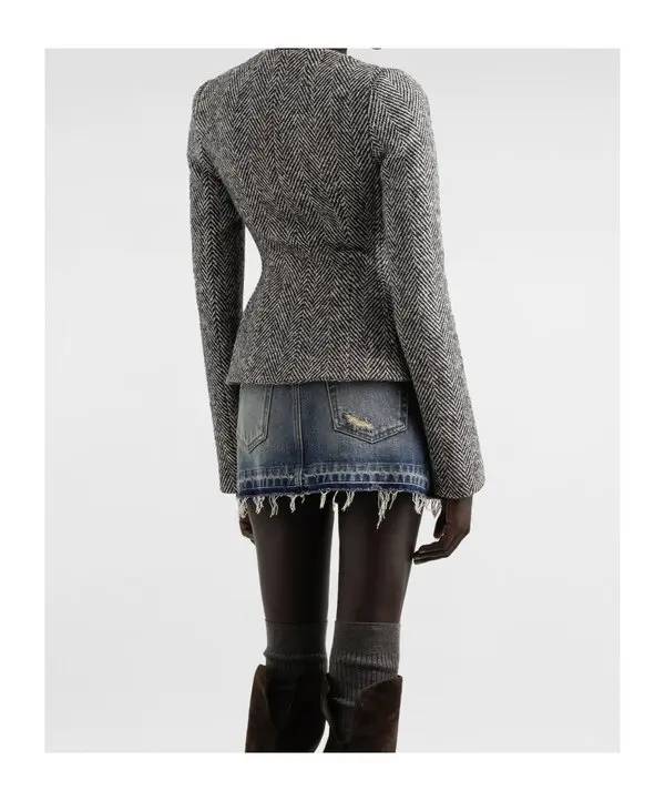 Dolce & Gabbana Herringbone Tailored Jacket - Black