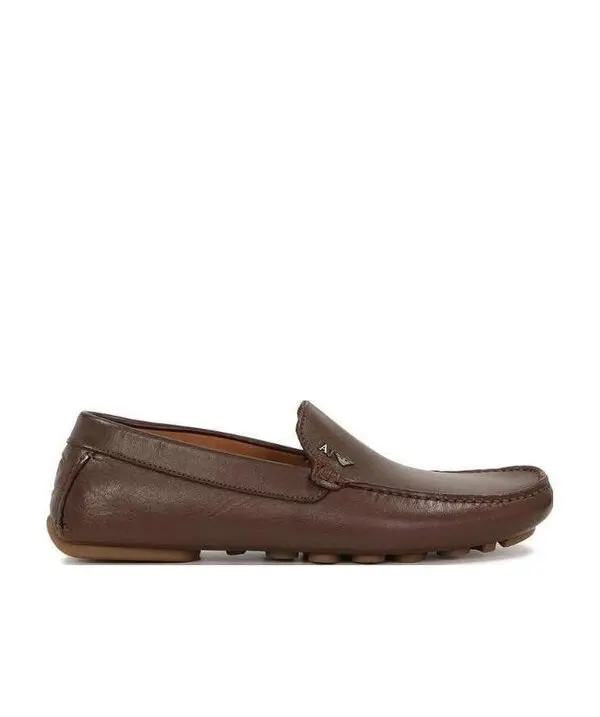 Emporio Armani Logo Detail Slip-on Loafers - Brown