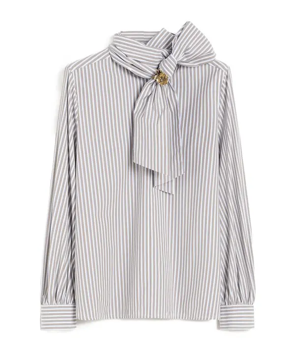 Max Mara Striped Cotton Blouse - Hazelnut Brown