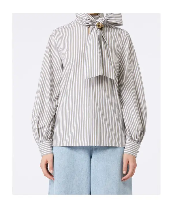 Max Mara Striped Cotton Blouse - Hazelnut Brown