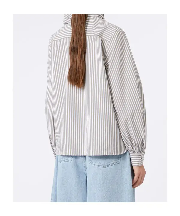 Max Mara Striped Cotton Blouse - Hazelnut Brown
