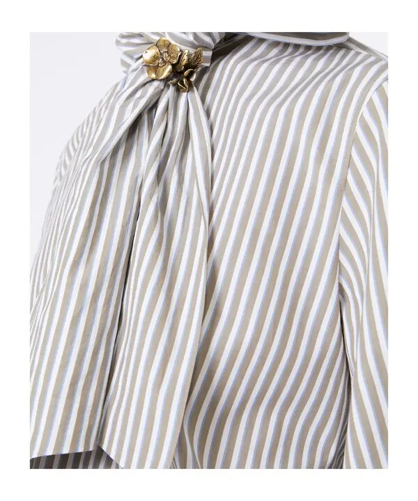 Max Mara Striped Cotton Blouse - Hazelnut Brown
