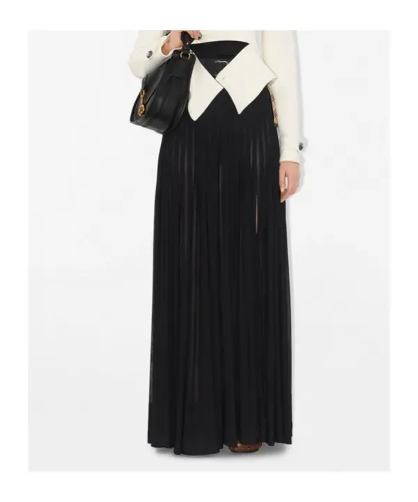 Burberry Pleated Belted Maxi Skirt