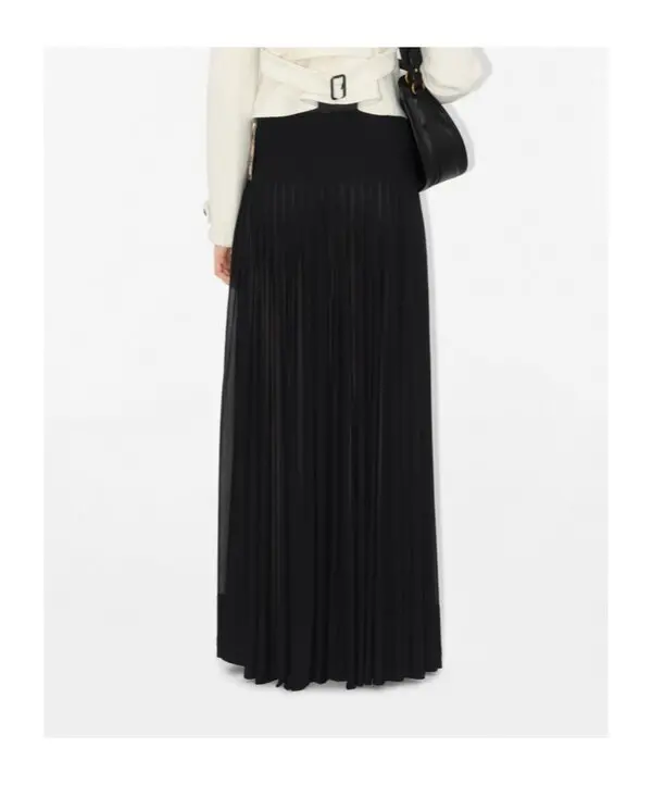 Burberry Pleated Belted Maxi Skirt