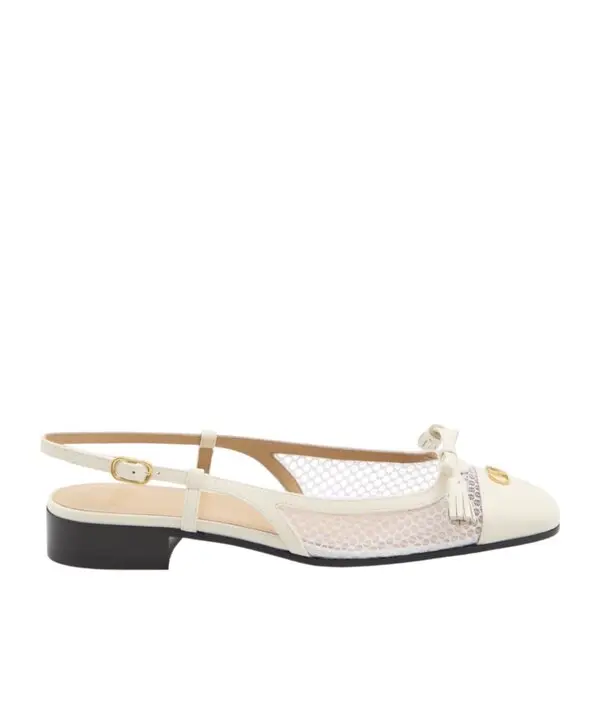 Valentino Garavani Valet Du Roi Slingback Ballerinas With Gold V-logo Detail