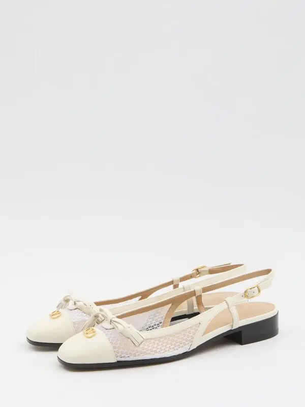 Valentino Garavani Valet Du Roi Slingback Ballerinas With Gold V-logo Detail