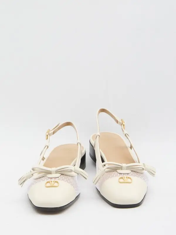 Valentino Garavani Valet Du Roi Slingback Ballerinas With Gold V-logo Detail