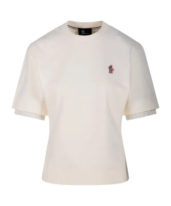 Moncler Logo Patch Crewneck T-shirt - White/ivory