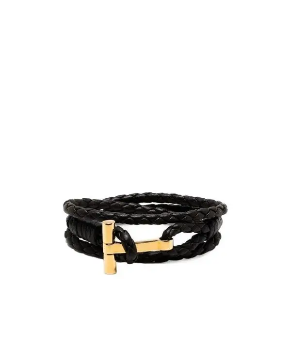 TOM FORD T-fastening Braided Bracelet - Black