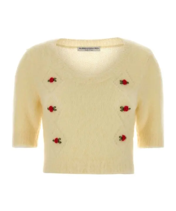 Alessandra Rich Embroidered Cropped Jumper - No