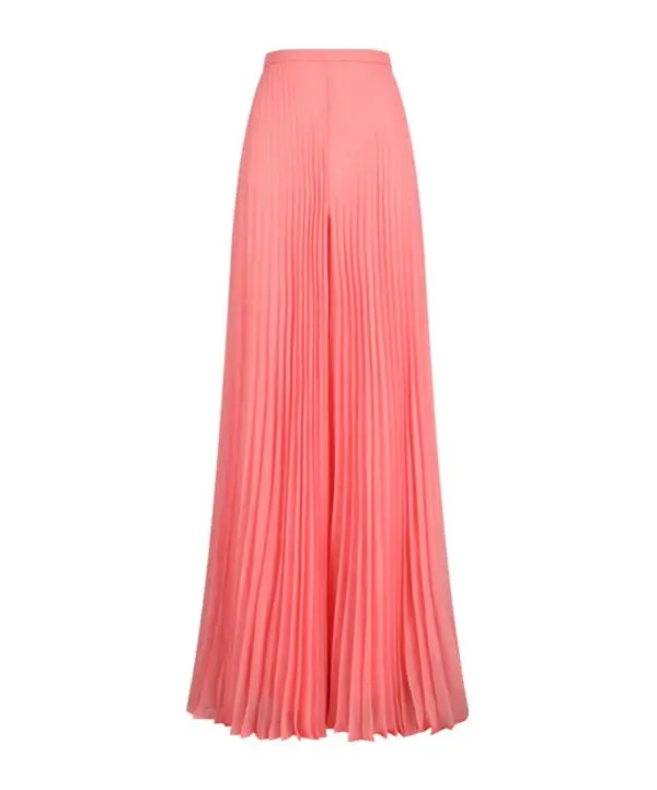 Max Mara Pleated Chiffon Wide Leg Trousers - Pink