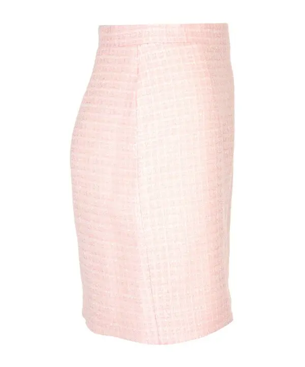 Alessandra Rich Sequin Checked Tweed Mini Skirt - Nude