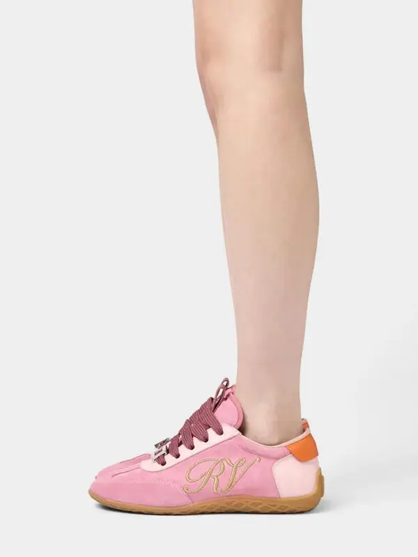 ROGER VIVIER Logo-engraved Lace-up Sneakers - Pink