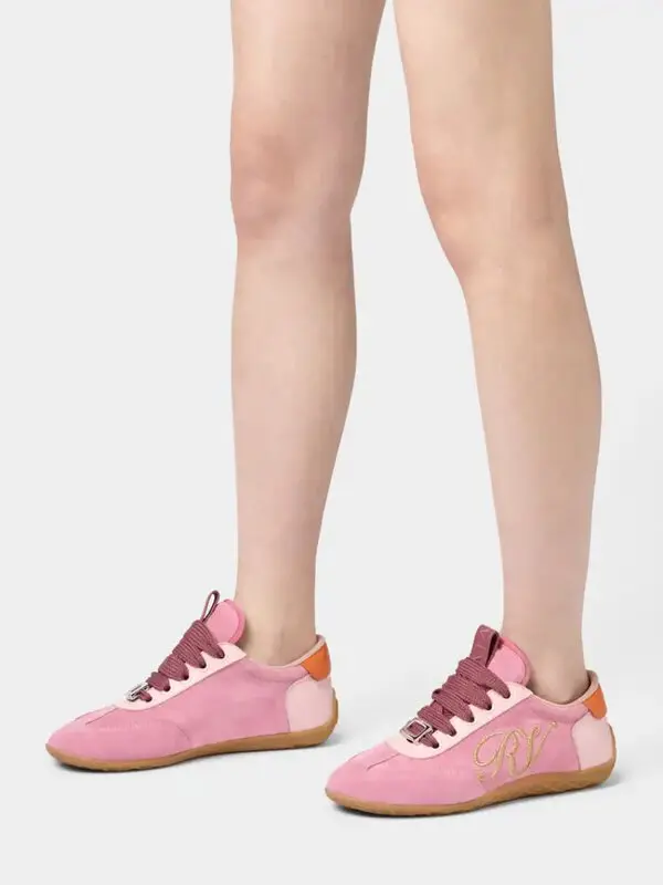 ROGER VIVIER Logo-engraved Lace-up Sneakers - Pink