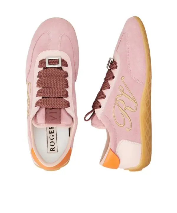 ROGER VIVIER Logo-engraved Lace-up Sneakers - Pink