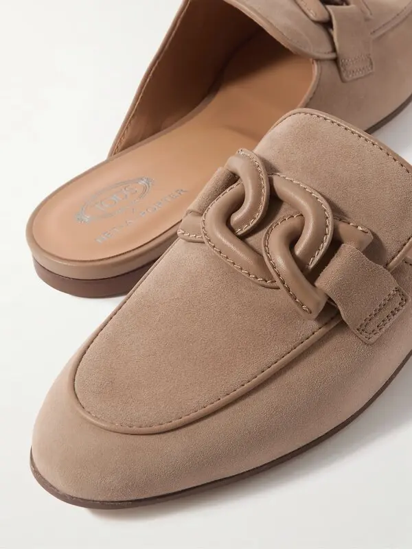TOD'S Suede Chain Detail Mules