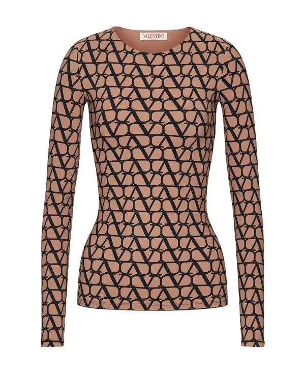 Valentino Garavani All-over Monogram Long-sleeve Top - Brown