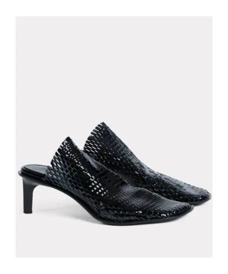 Kenzo Shomi Heeled Mules In Perforated Leather - Black