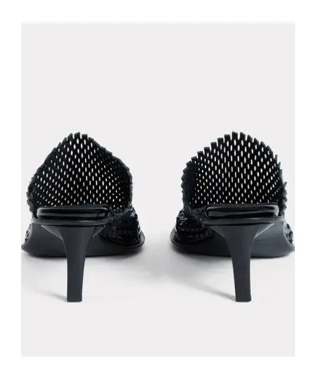 Kenzo Shomi Heeled Mules In Perforated Leather - Black