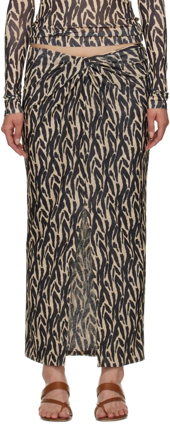 Nanushka Printed Twisted Sarong Skirt