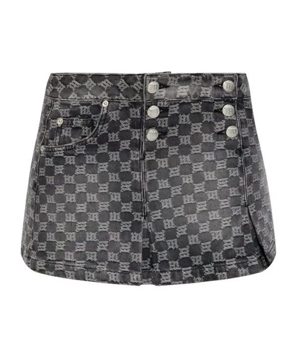MISBHV Buttoned Geometric Patterned Mini Skirt
