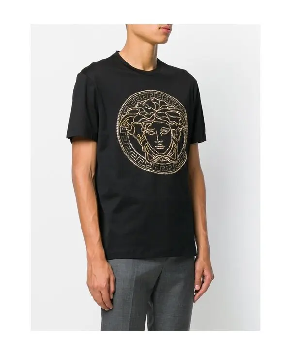 Versace Logo-embellished Crewneck T-shirt - Black