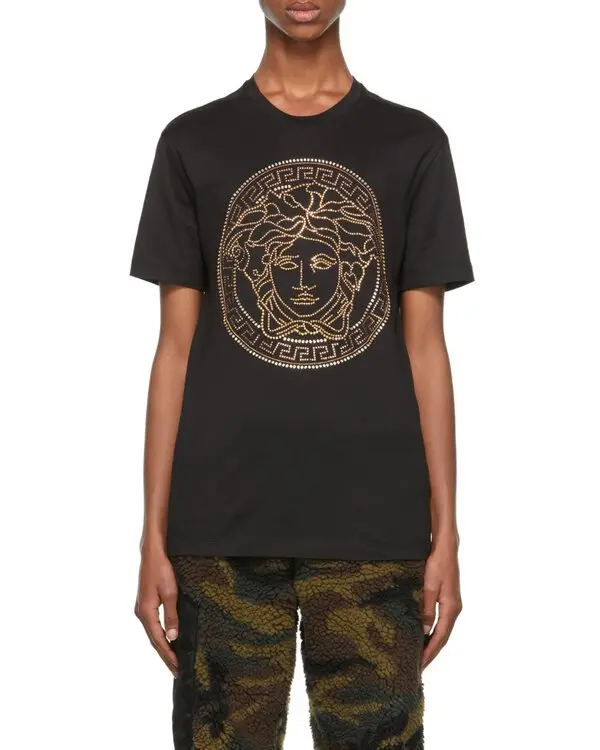Versace Logo-embellished Crewneck T-shirt - Black