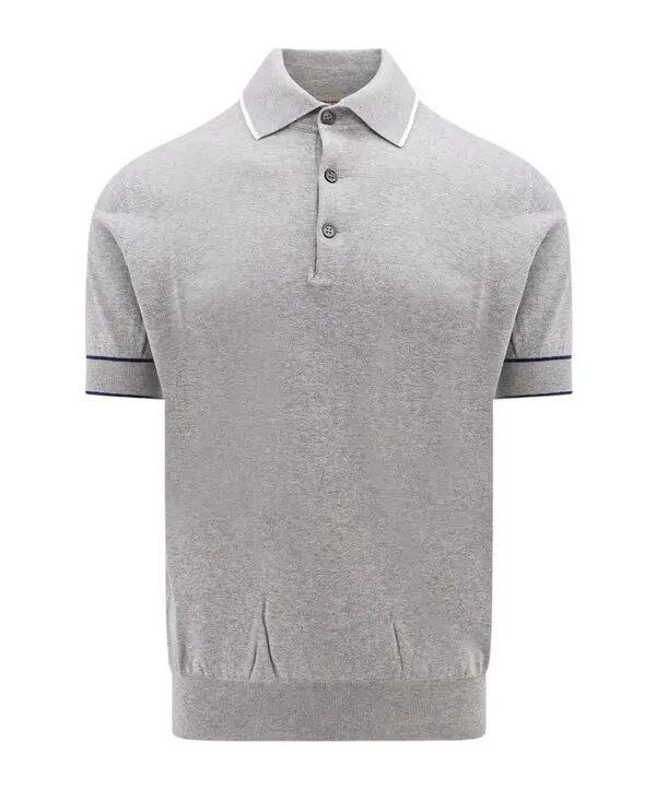 Brunello Cucinelli Short-sleeved Knitted Polo Shirt - Gray