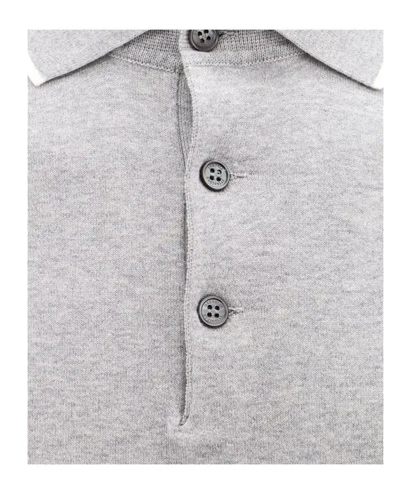 Brunello Cucinelli Short-sleeved Knitted Polo Shirt - Gray