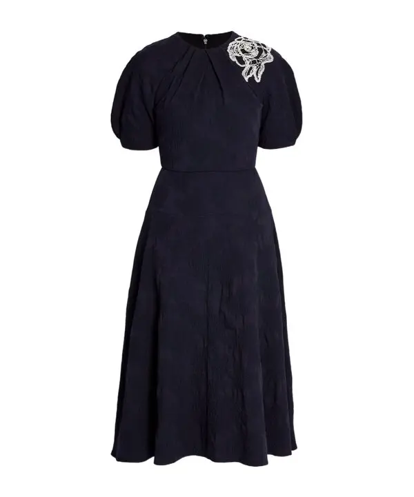 Erdem Appliquéd Cotton-blend Cloqué Midi Dress