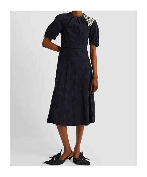Erdem Appliquéd Cotton-blend Cloqué Midi Dress