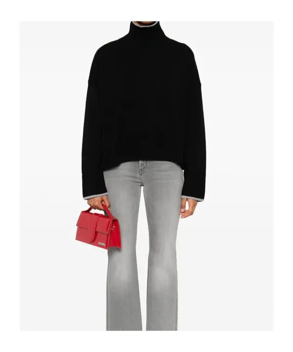 Pinko High Neck Cropped Ribbed Sweater