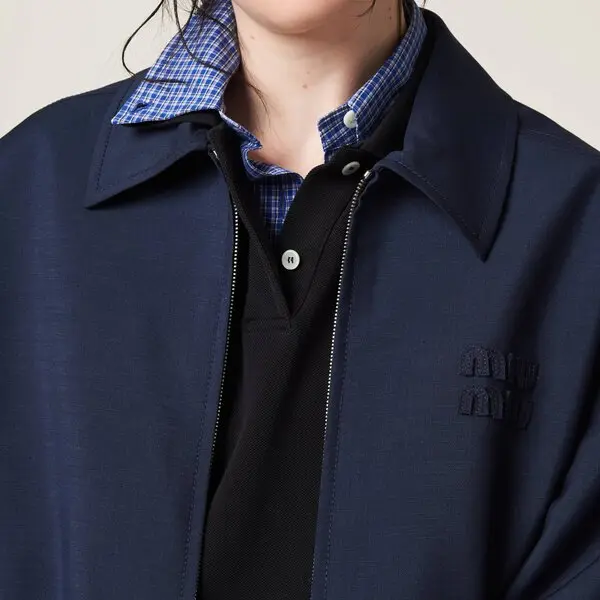 Miu Miu Logo Detailed Zip Up Jacket
