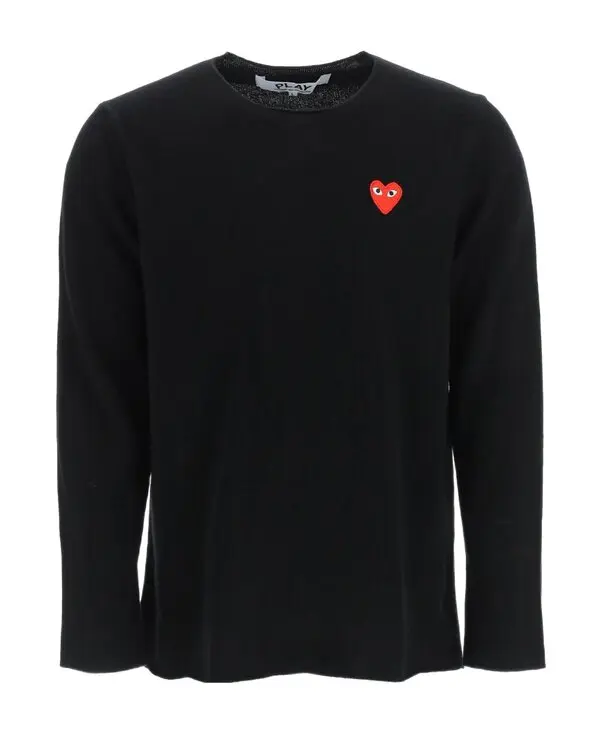 Play Comme Des Garcon Round Neck Long-sleeved Sweater - Black