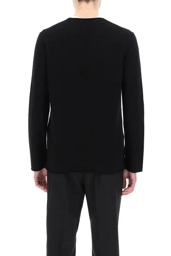 Play Comme Des Garcon Round Neck Long-sleeved Sweater - Black