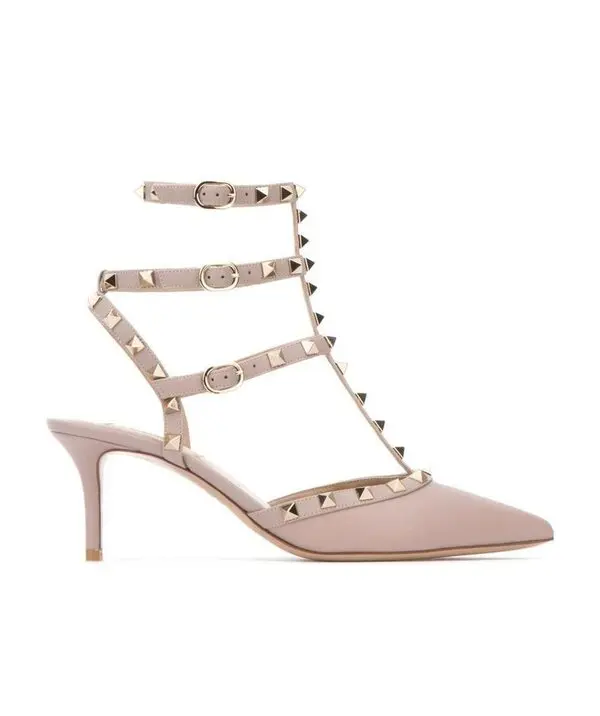 Valentino Garavani Rockstud Pointed Toe Caged Pumps - Pink